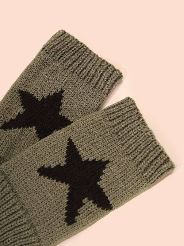 Star Pattern Fingerless Gloves | SHEIN UK