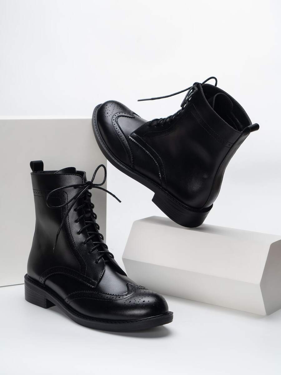 Wingtip Detail Combat Boots | SHEIN USA