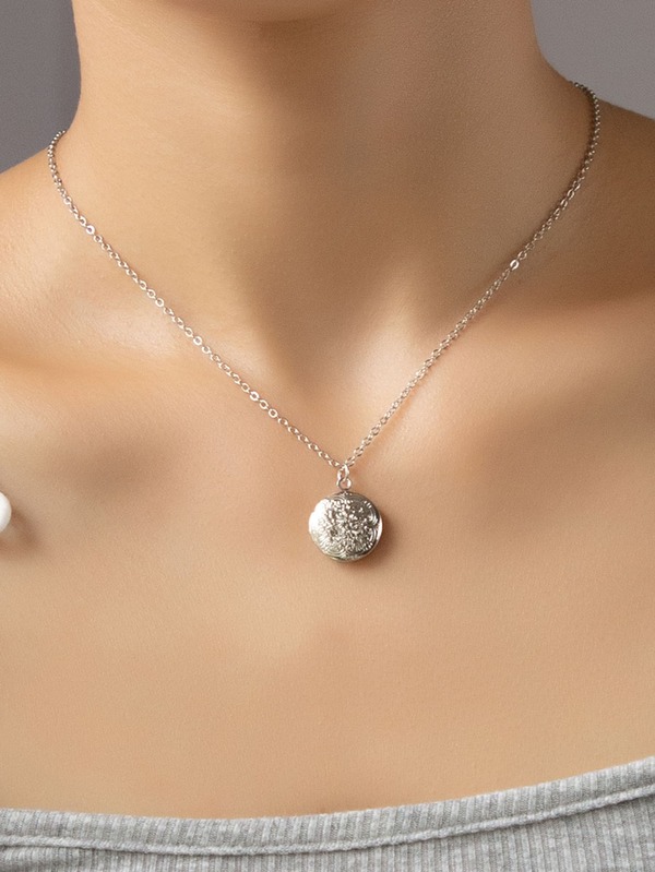 1pc Open Locket Pendant Necklace Copper Jewelry | SHEIN USA