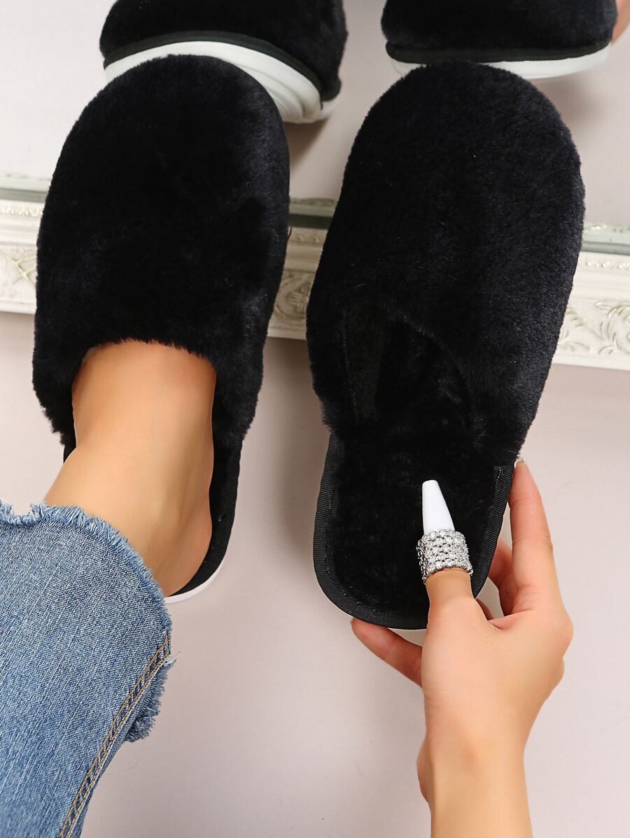 Minimalist Fuzzy Slippers | SHEIN USA