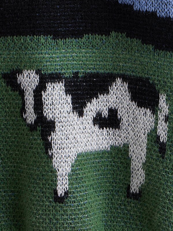 SHEIN Qutie Color Block Cow Pattern Drop Shoulder Sweater | SHEIN USA