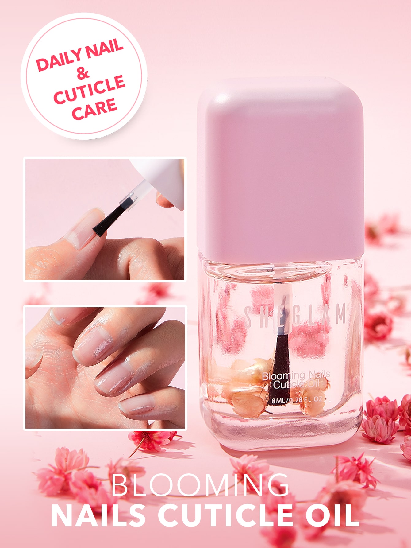 SHEGLAM Blooming Nails Cuticle Oil-PINK 8ml