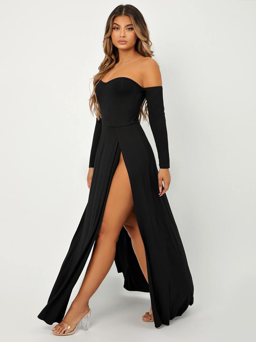 SHEIN SXY Off Shoulder High Split Dress | SHEIN UK