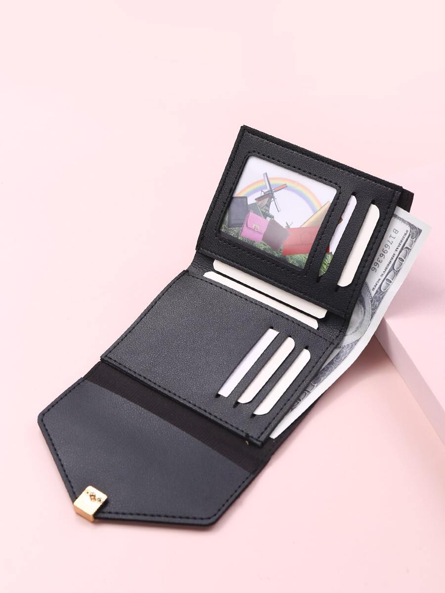 Metallic Decor Flap Small Wallet | SHEIN USA