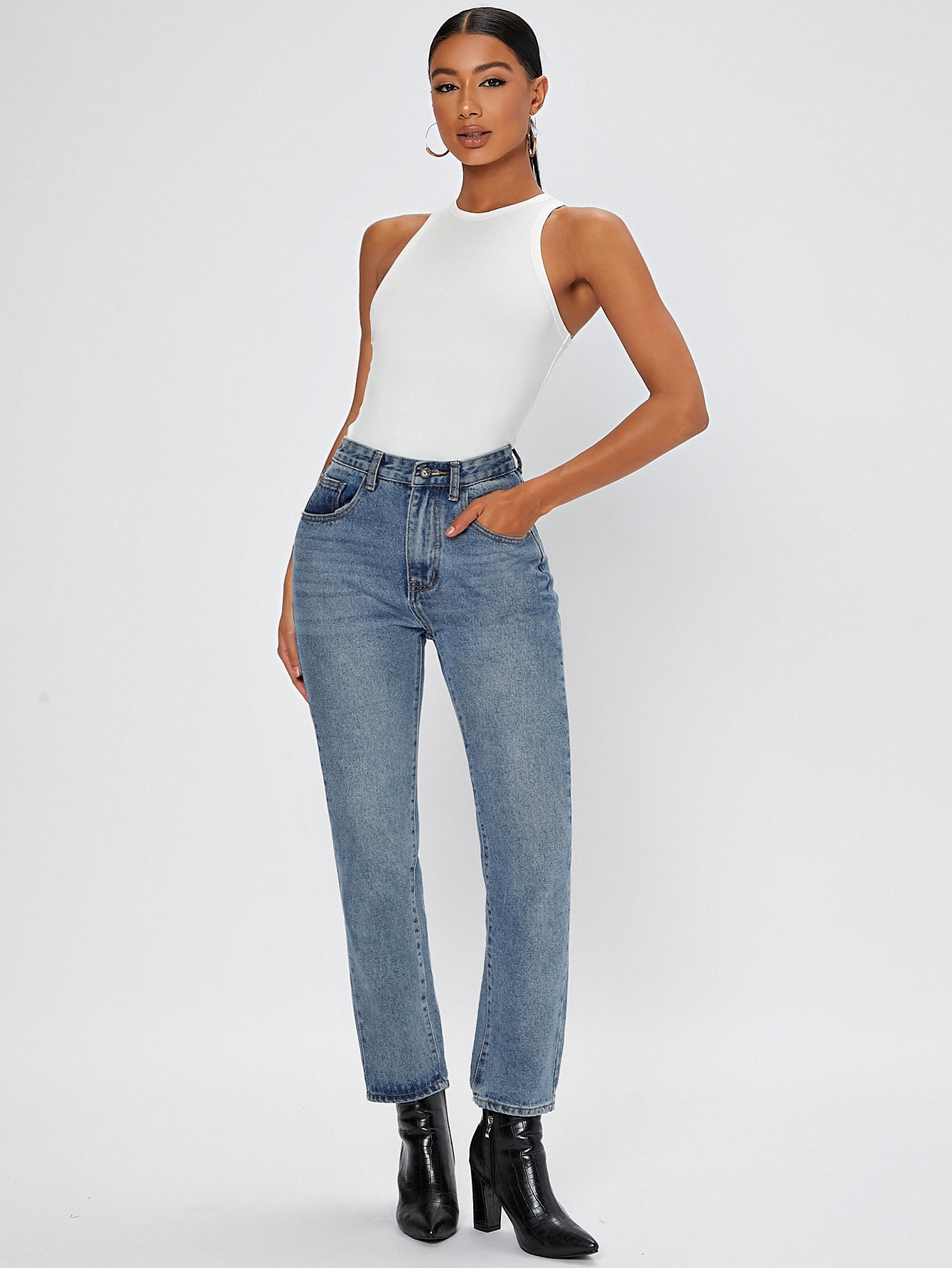SHEIN Tall Solid Form Fitted Tank Top | SHEIN UK