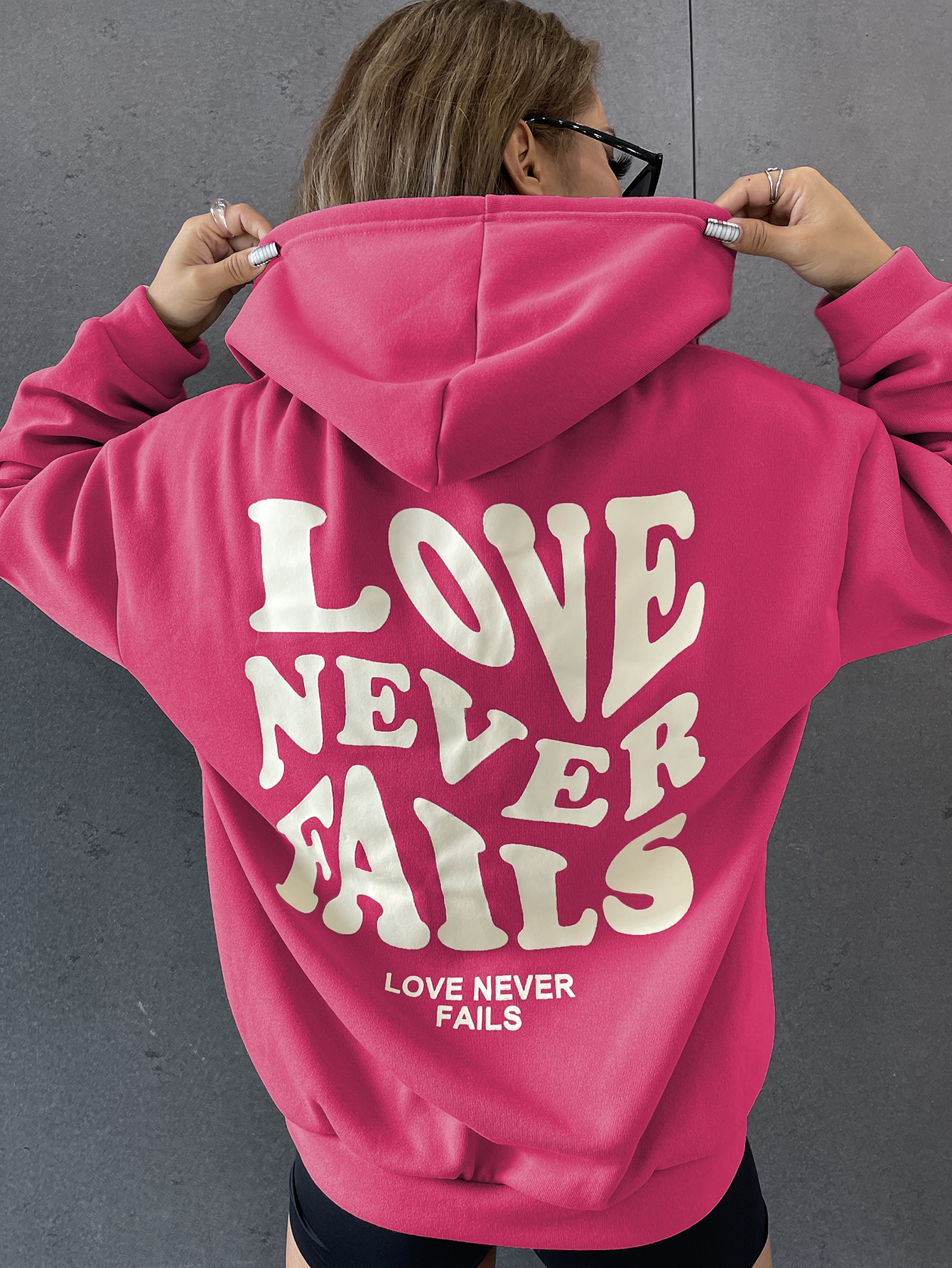 Shein Ezwear Slogan Graphic Drop Shoulder Drawstring Hoodie Shein Usa