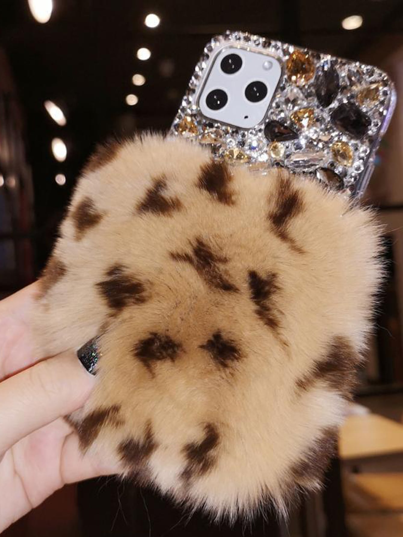 Rhinestone Decor Fluffy Phone Case