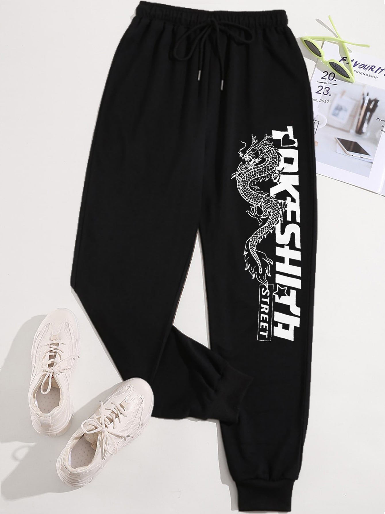 Chinese Dragon And Letter Graphic Sweatpants | SHEIN USA