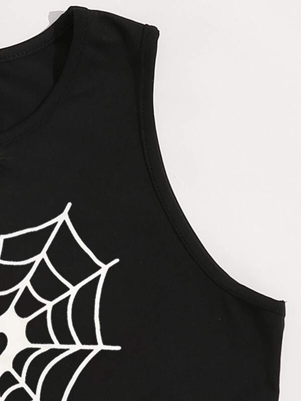 Shein Coolane Spider Web And Heart Print Tank Top Shein Uk