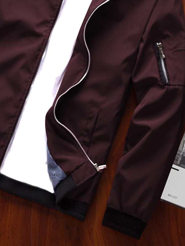 Manfinity Mode Men Zip Up Bomber Jacket Without Tee | SHEIN USA