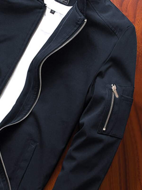 Manfinity Mode Men Zip Up Bomber Jacket Without Tee | SHEIN USA