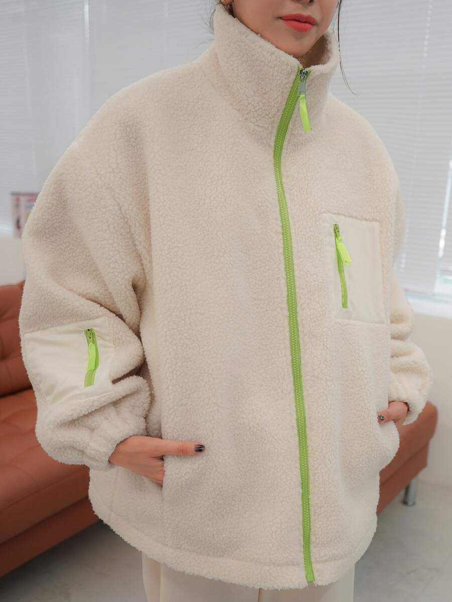 DAZY Teddy Mantel mit Drop Shoulder Reißverschluss | aktuelle Trends ...