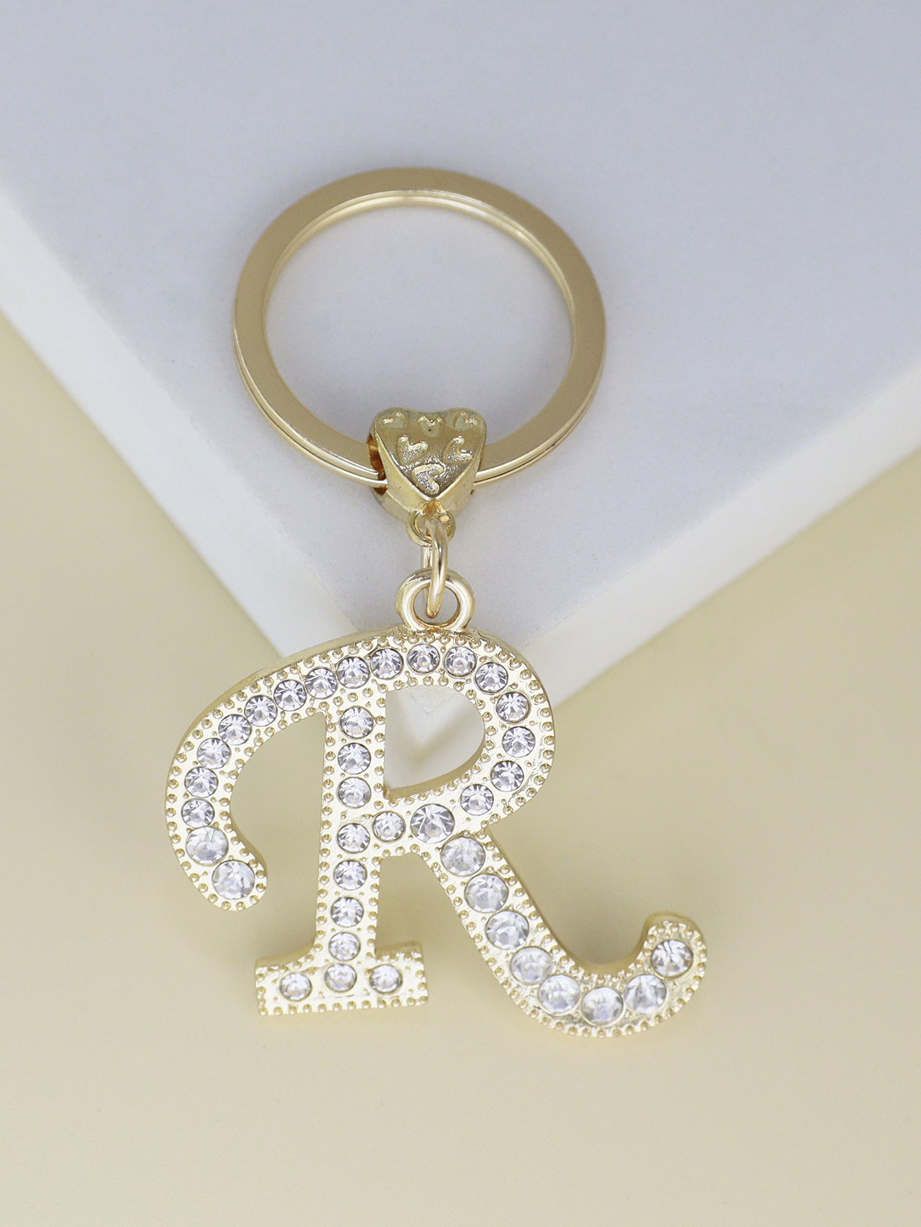 Rhinestone Letter Charm Keychain