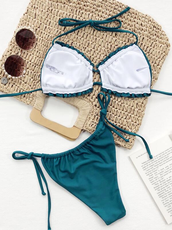 Ruches Bikini Set Franjestrim Halternek Beha & String Onderaan 2 Stuks ...