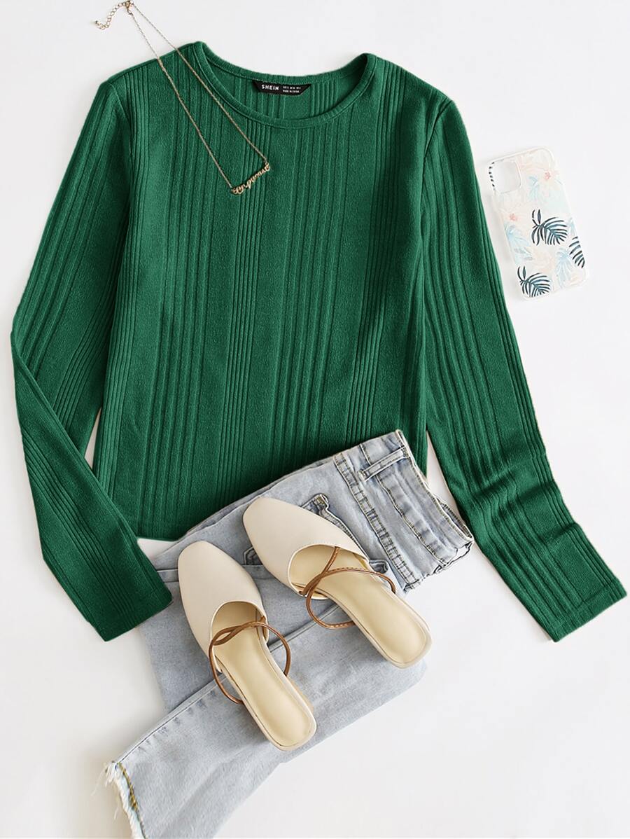 SHEIN EZwear Solid Fitted Tee | SHEIN USA