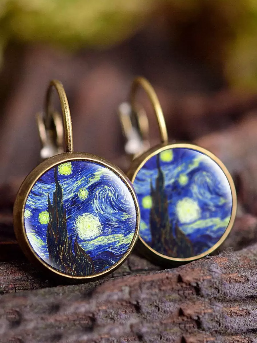 Graphic Round Design Earrings | SHEIN USA