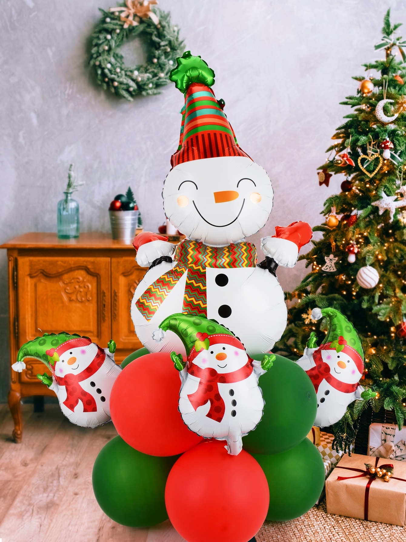 12pcs Christmas Snowman Shaped Decorative Balloon