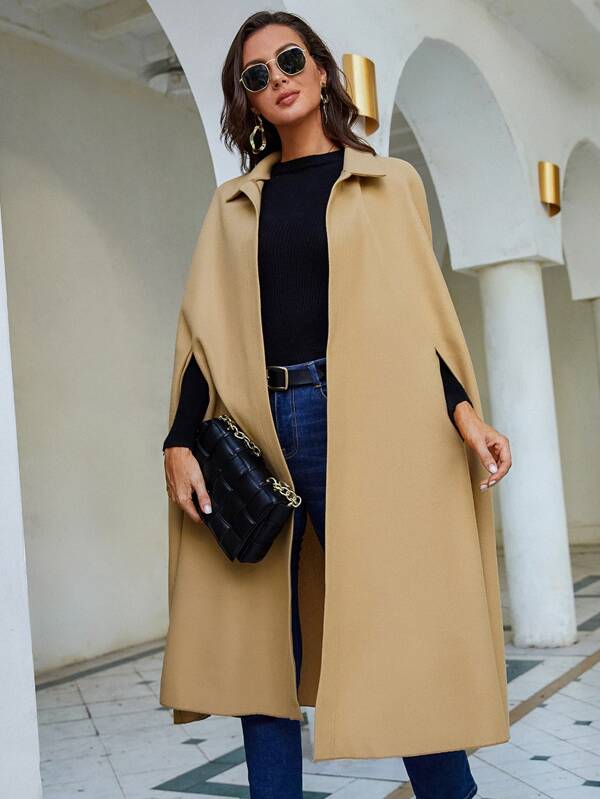 Cloak Sleeve Open Front Overcoat | SHEIN USA