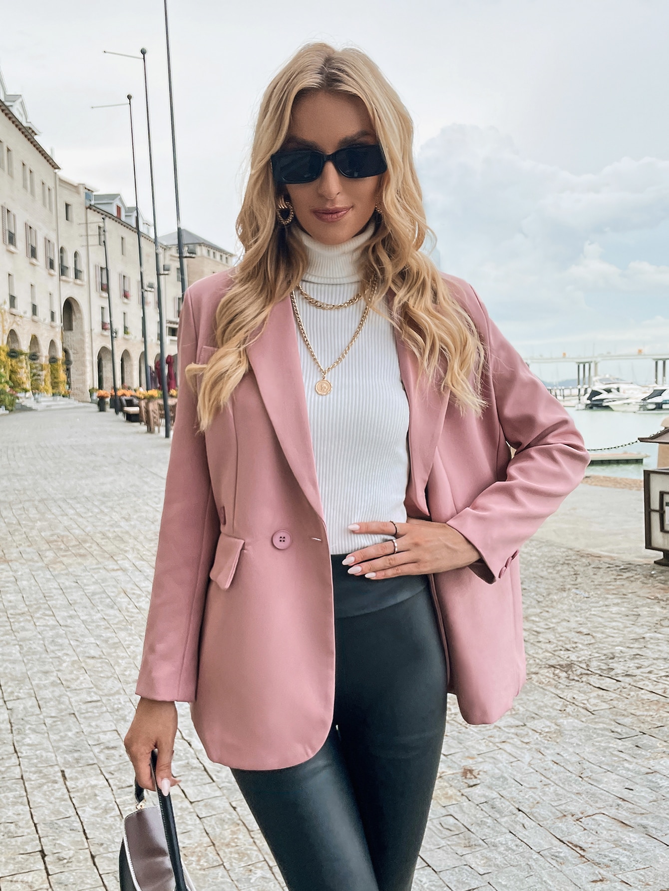 Lapel Neck Flap Detail Blazer