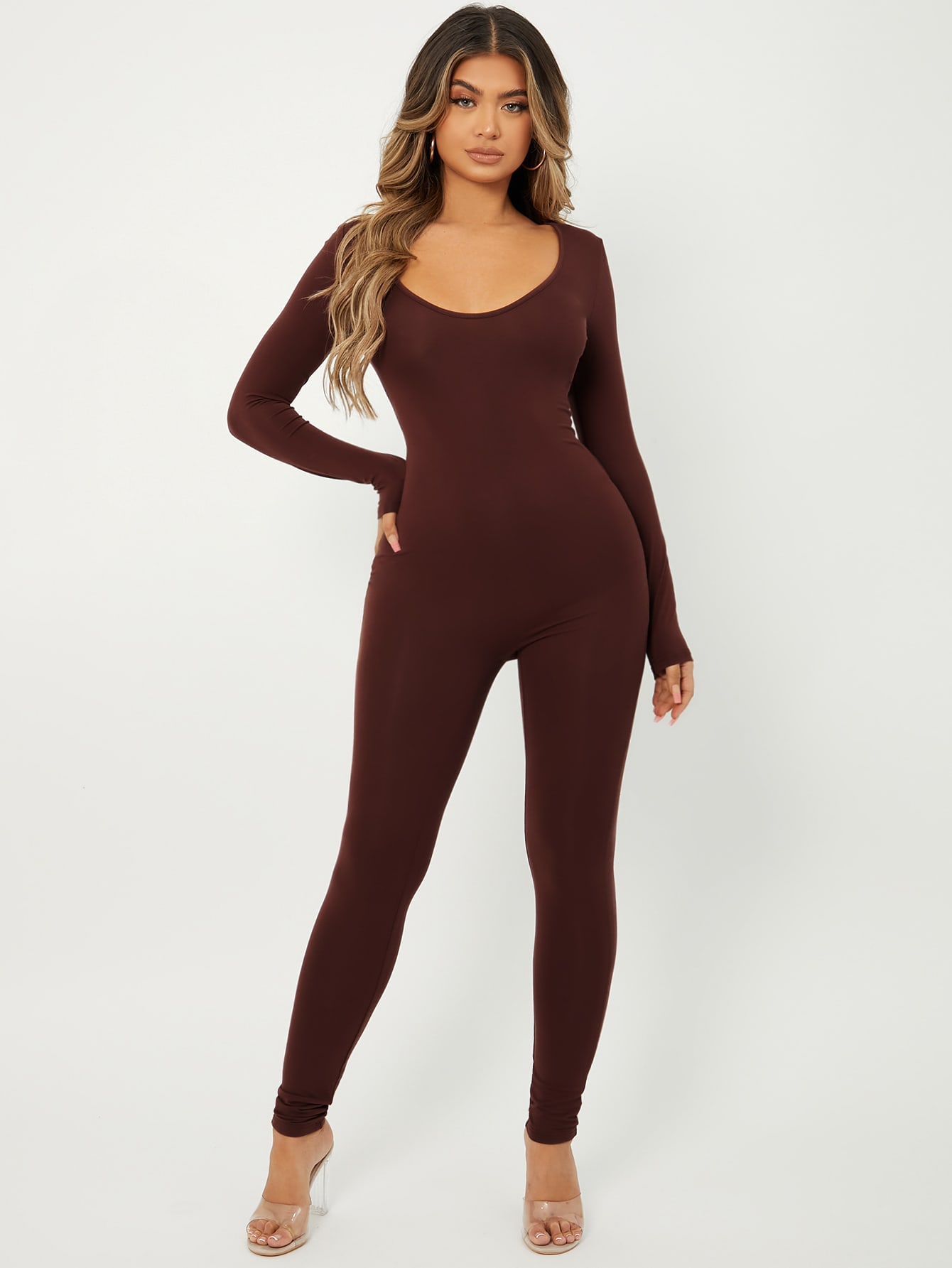 SHEIN SXY Scoop Neck Unitard Jumpsuit