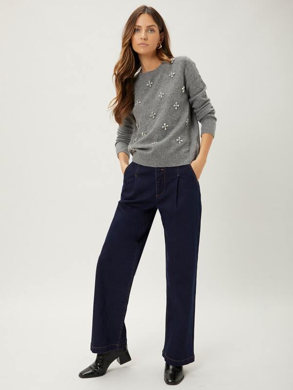 MOTF PREMIUM WOOL MIX RHINESTONE SWEATER | SHEIN USA