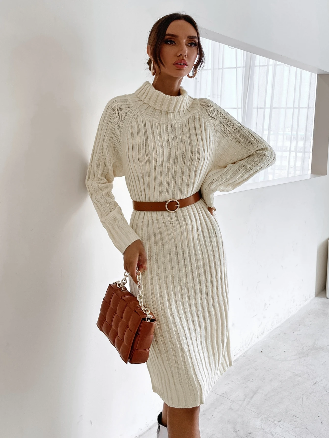 Damskie Sukienki Swetrowe Równy Elegancki | Moda Damskie Sukienki ...