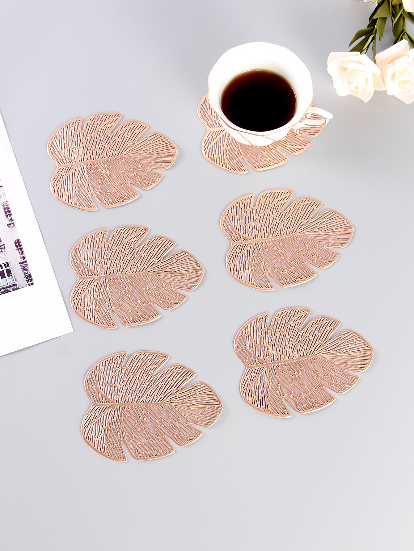 6pcs Leaf Shaped Coaster