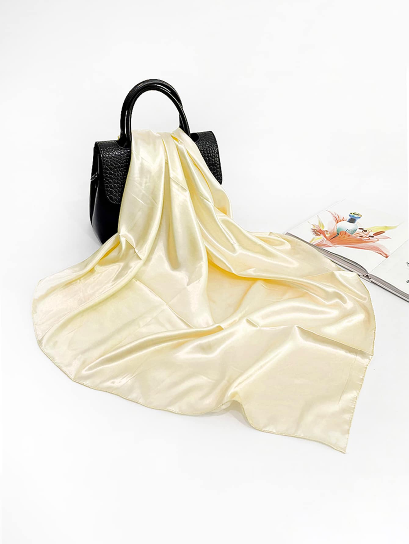 1pc Ladies' 90cm Imitation Silk Solid Color Square Scarf Headband ...