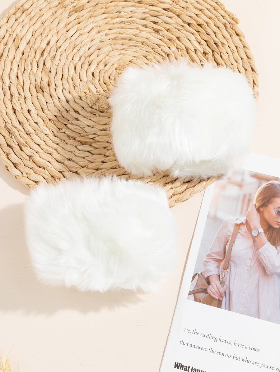 2pcs Solid Fluffy Cuffs | SHEIN USA