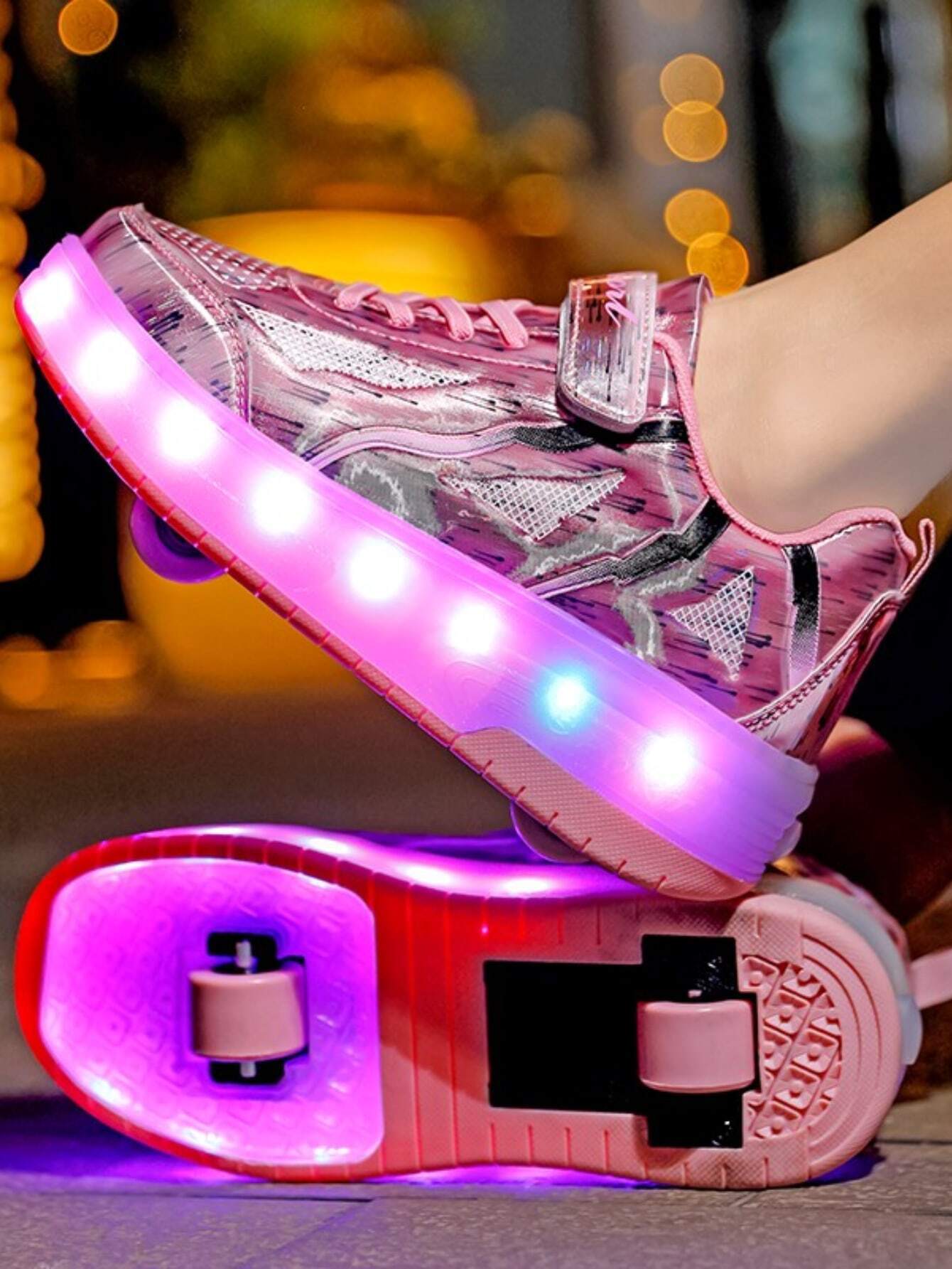 Girls Led Light Wheel Design Skate Shoes