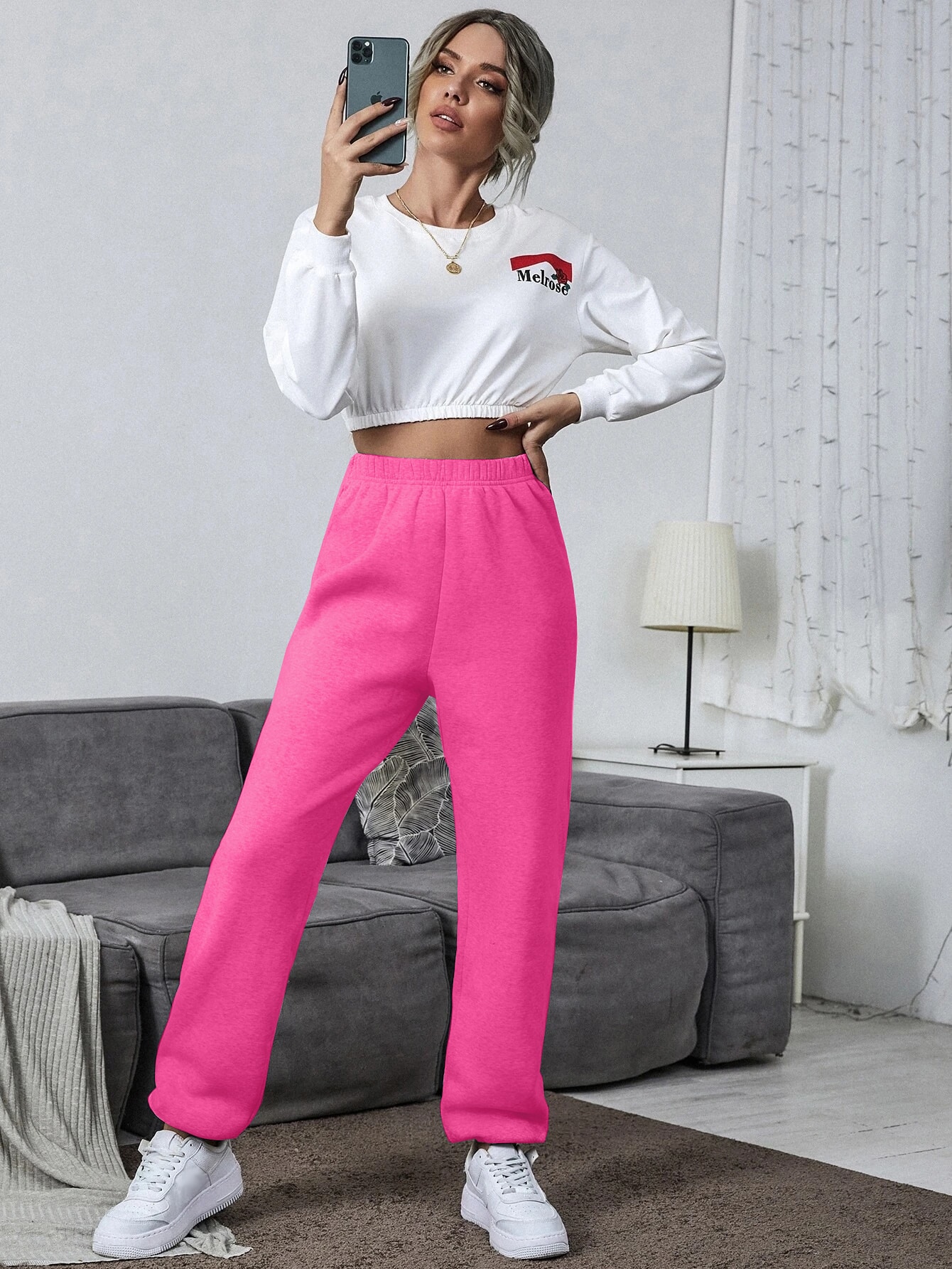 Solid High Waisted Sweatpants | SHEIN USA
