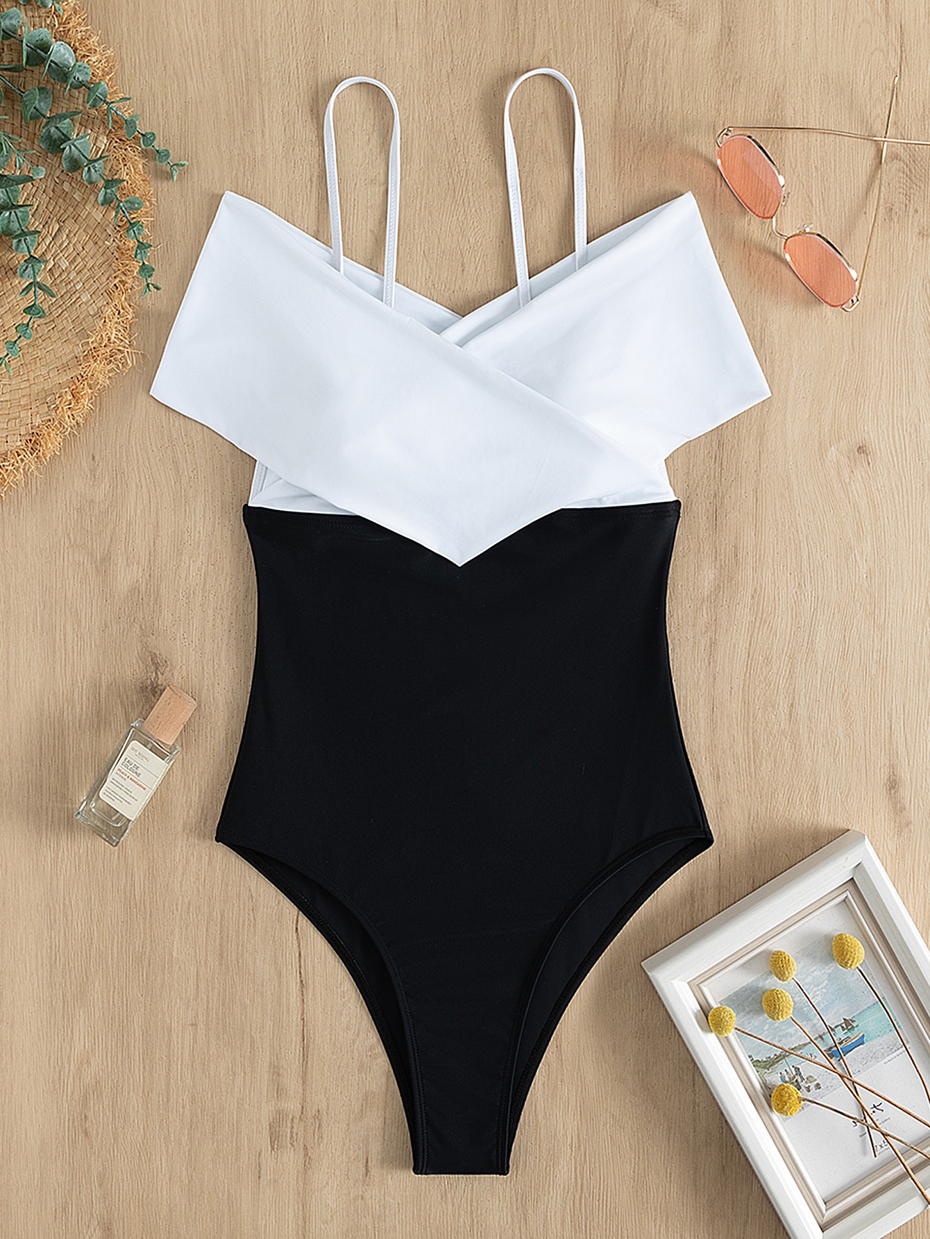 Color Block Wrap One Piece Swimsuit | SHEIN EUR