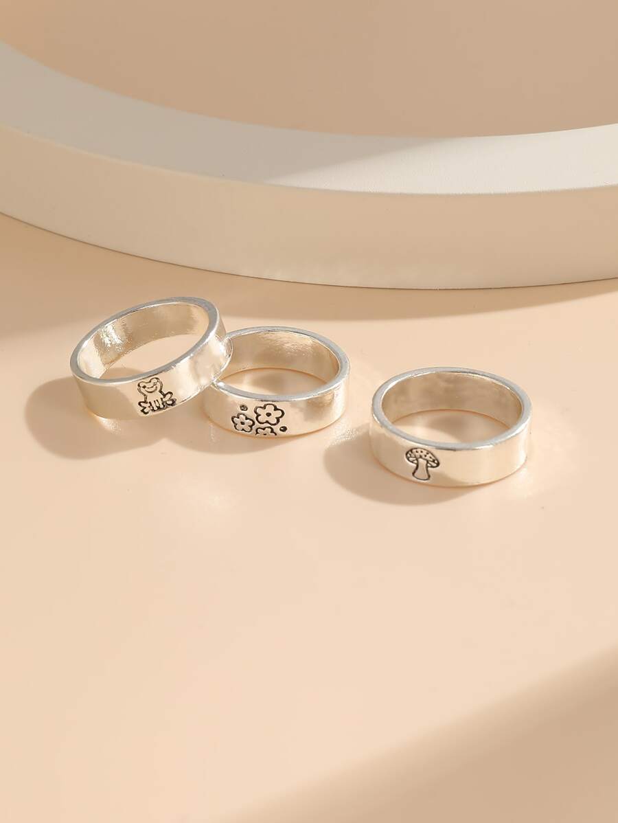 3pcs Frog & Mushroom Decor Ring | SHEIN USA
