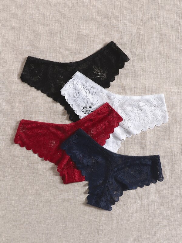 4pack Plant Lace Panty Set Shein Uk