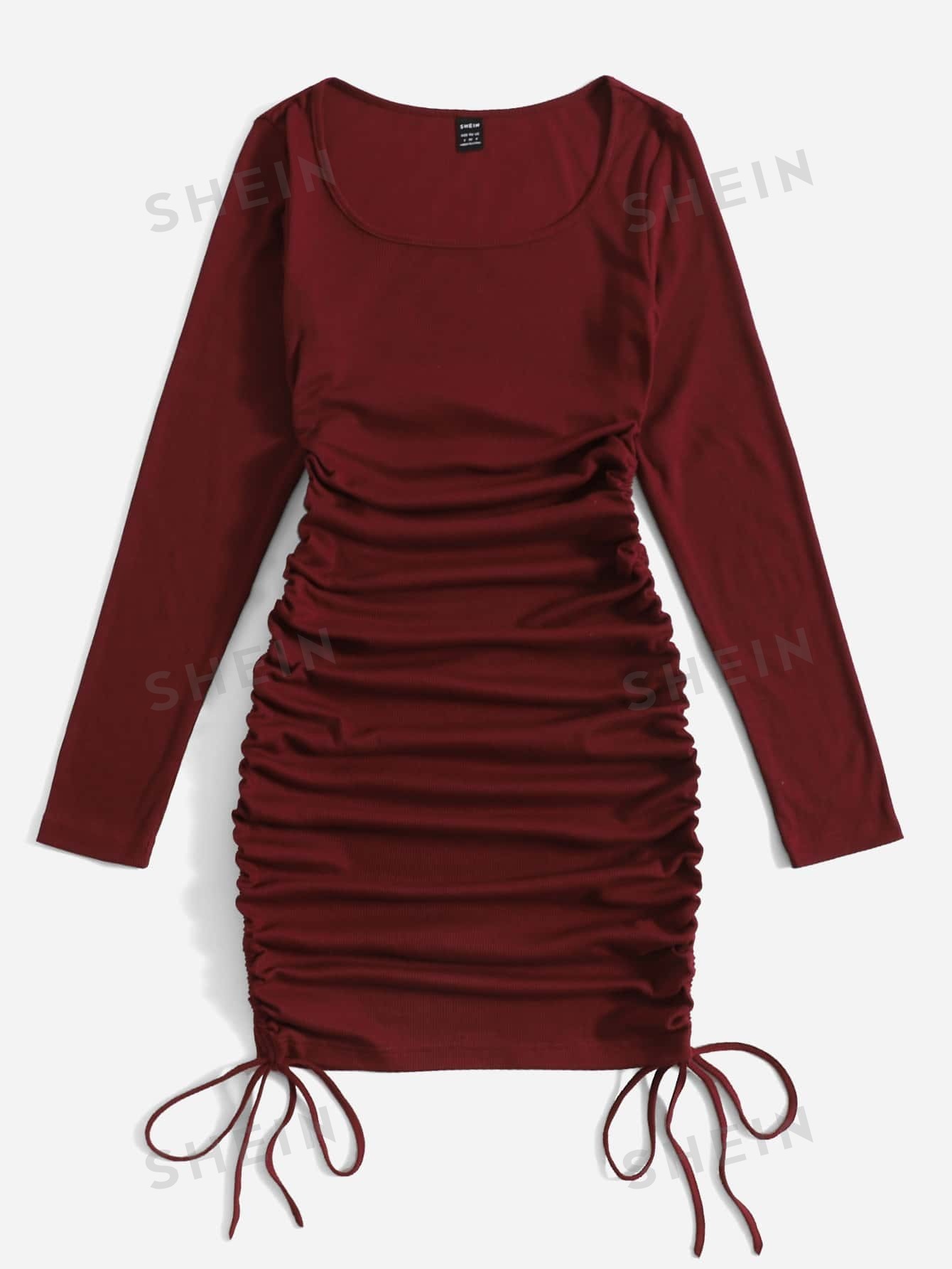 Shein Ezwear Scoop Neck Drawstring Side Bodycon Dress | Shein Uk