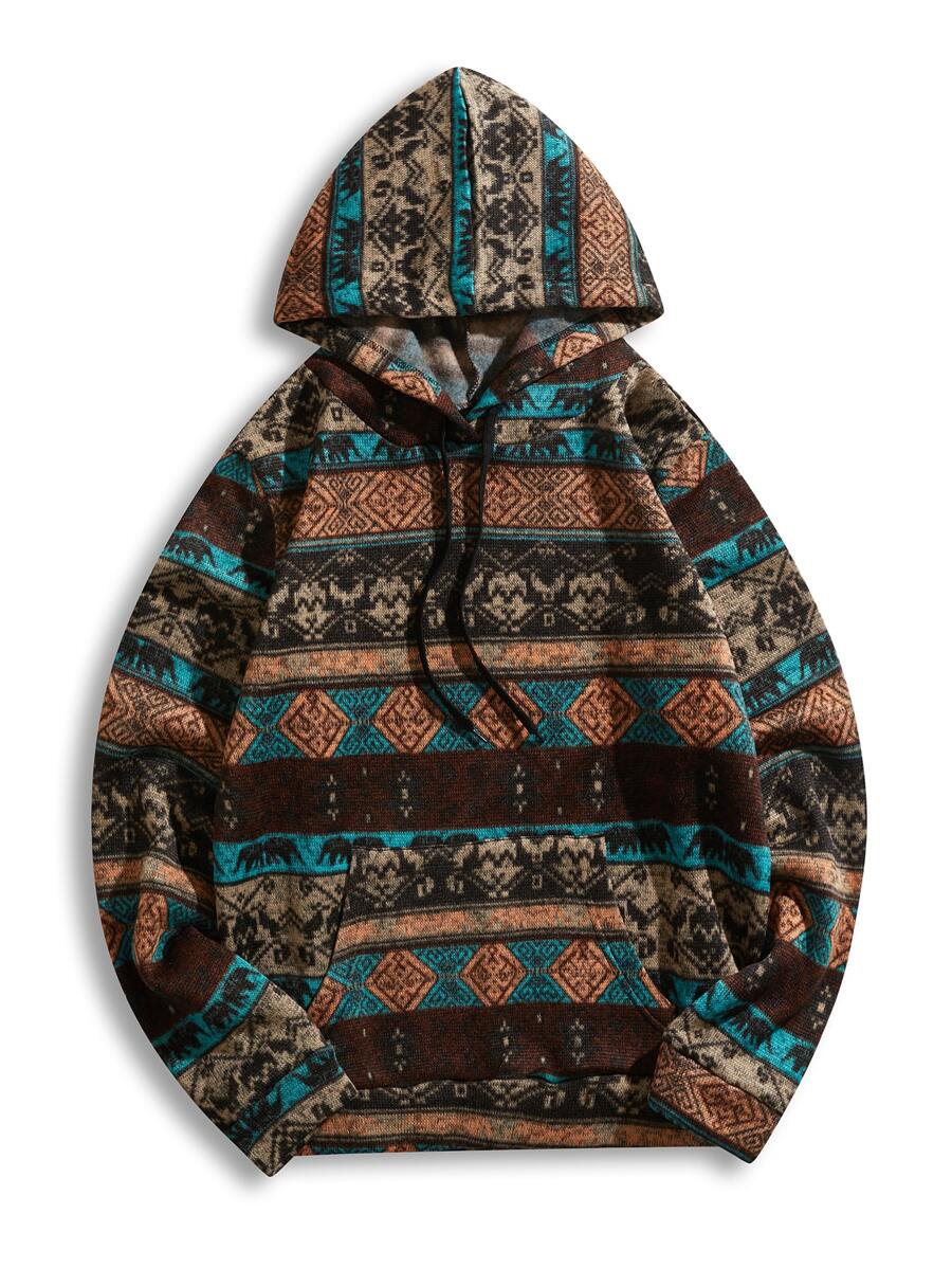 Shein Lune Geo Print Thermal Lined Hoodie Shein Usa