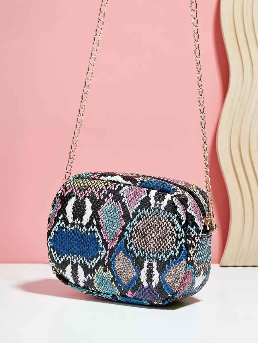 Mini Colorblock Snakeskin Pattern Chain Dome Bag | SHEIN USA