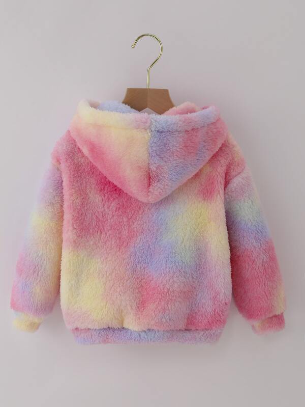 SHEIN Kids EVRYDAY Toddler Girls Tie Dye Drop Shoulder Teddy Hoodie | SHEIN EUR