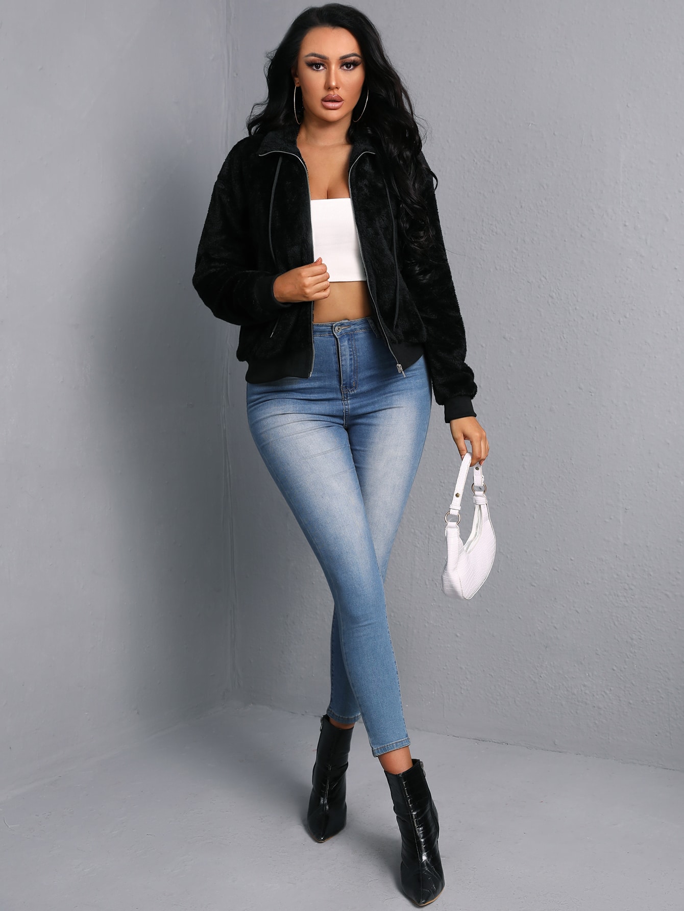 Zip Up Flannel Jacket | SHEIN USA