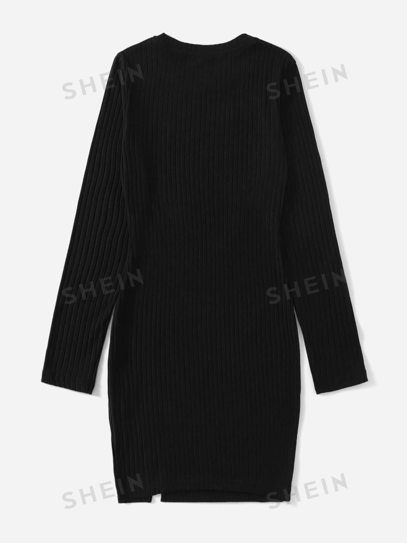 SHEIN Essnce Vestido tejido de canalé bajo con abertura | Mode de Mujer | SHEIN España