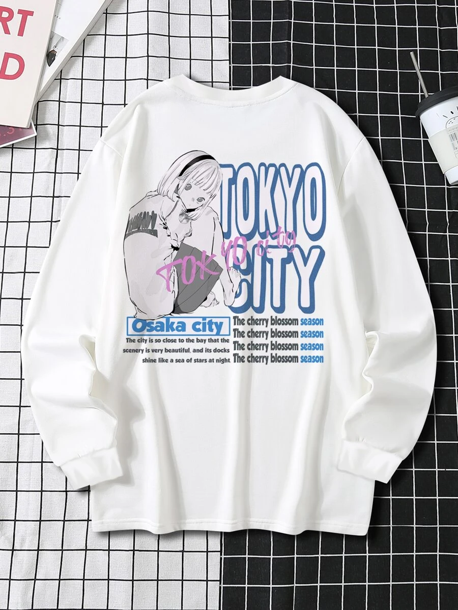 Manfinity Men Slogan And Figure Graphic Sweatshirt | SHEIN USA