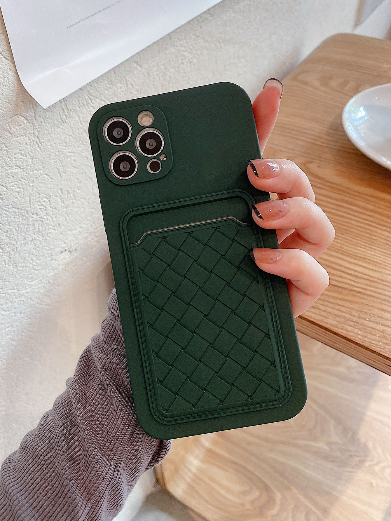 Plain Phone Case With Woven Card Slot