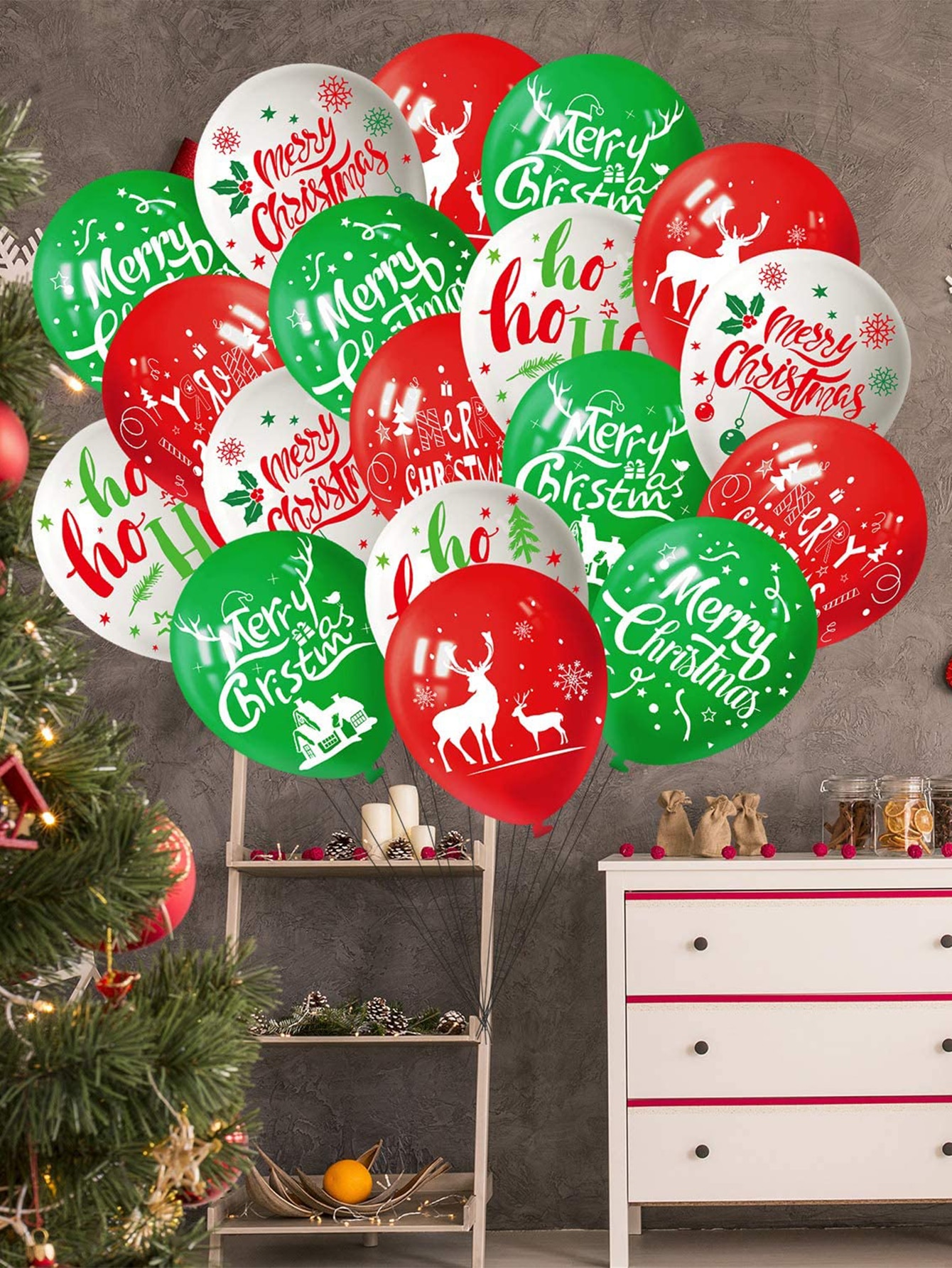 50pcs Christmas Print Random Balloon Set