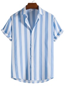 Manfinity Homme Men Vertical Striped Button Up Shirt | SHEIN USA