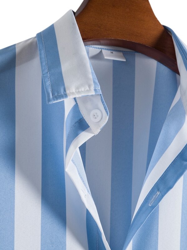 Manfinity Homme Men Vertical Striped Button Up Shirt | SHEIN USA