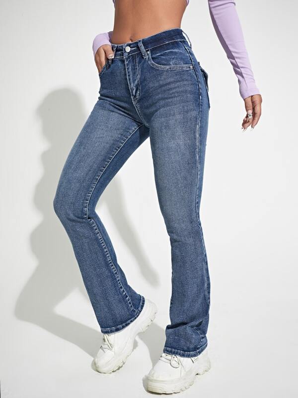 SHEIN ICON Solid Washed Jeans | SHEIN USA