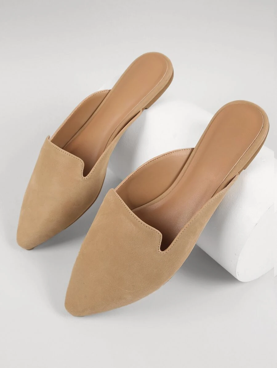 SHUZIA Vegan Leather Notched Slip-On Mules | SHEIN USA