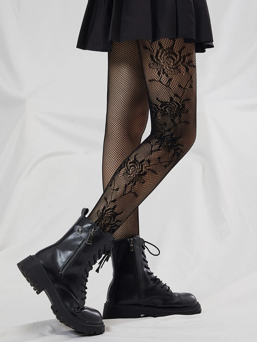 Flower Pattern Fishnet Tights | SHEIN USA