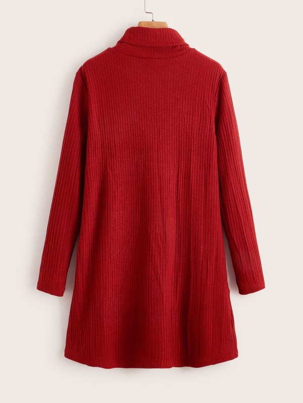SHEIN LUNE Turtle Neck Ribbed Knit Dress | SHEIN USA