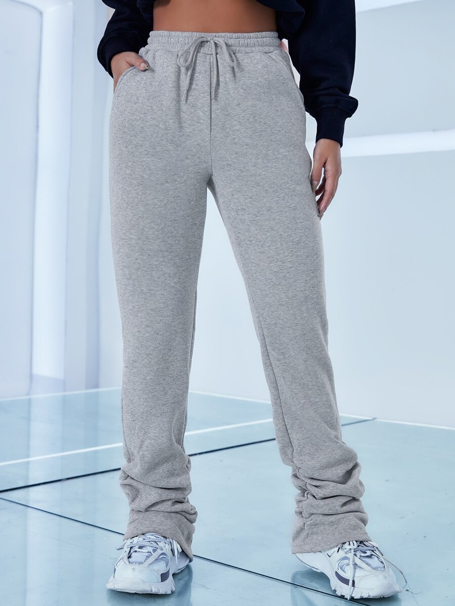 Letter Embroidery Stacked Sweatpants | SHEIN USA
